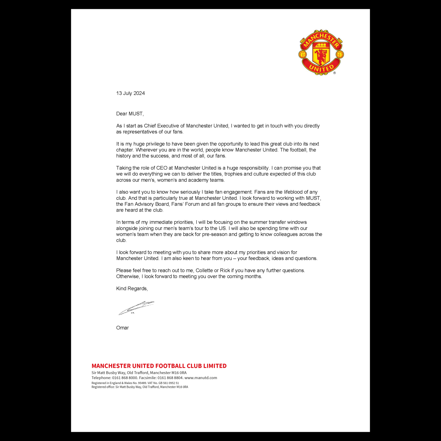 Letter to MUST, from Omar Berrada, on the day he starts as CEO of ...